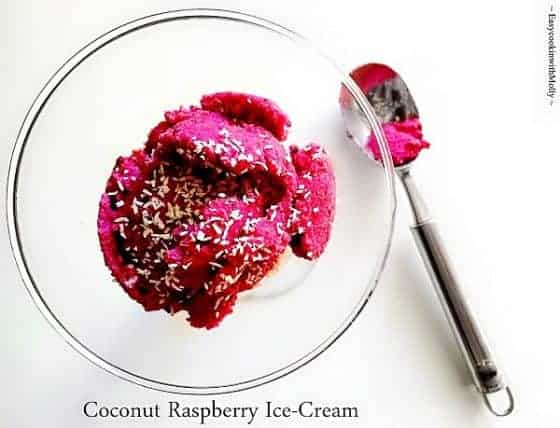 Vegan Coconut Raspberry Ice-Cream (No Churn) Recipe