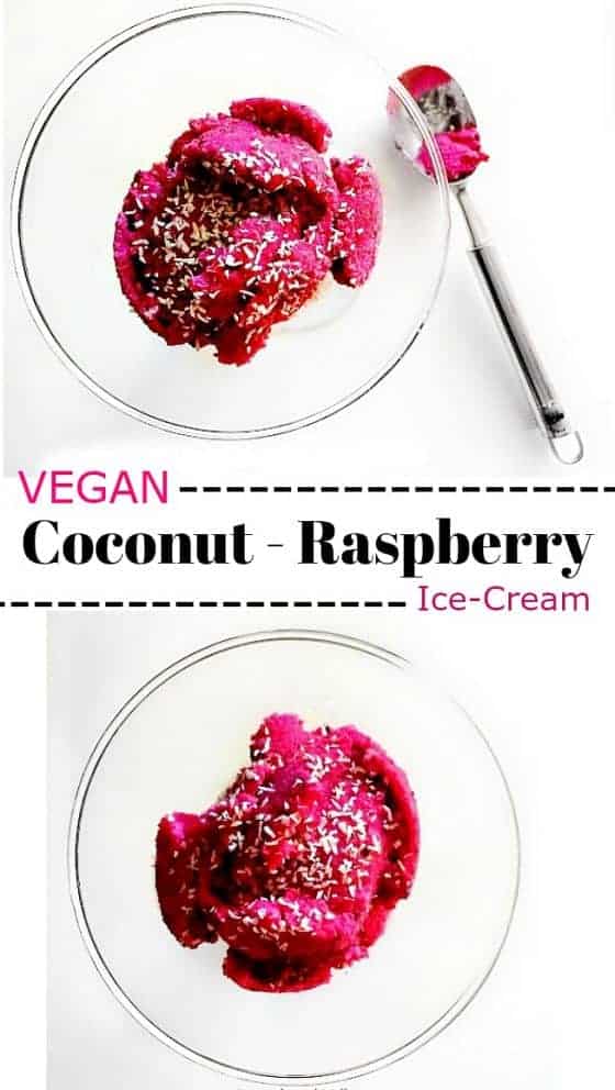 Vegan Coconut Raspberry Ice-Cream (No Churn) Recipe