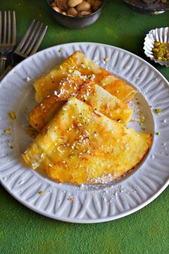 Patishapta Recipe (Saffron-Cardamom Indian Rice Crepes) #holidessert