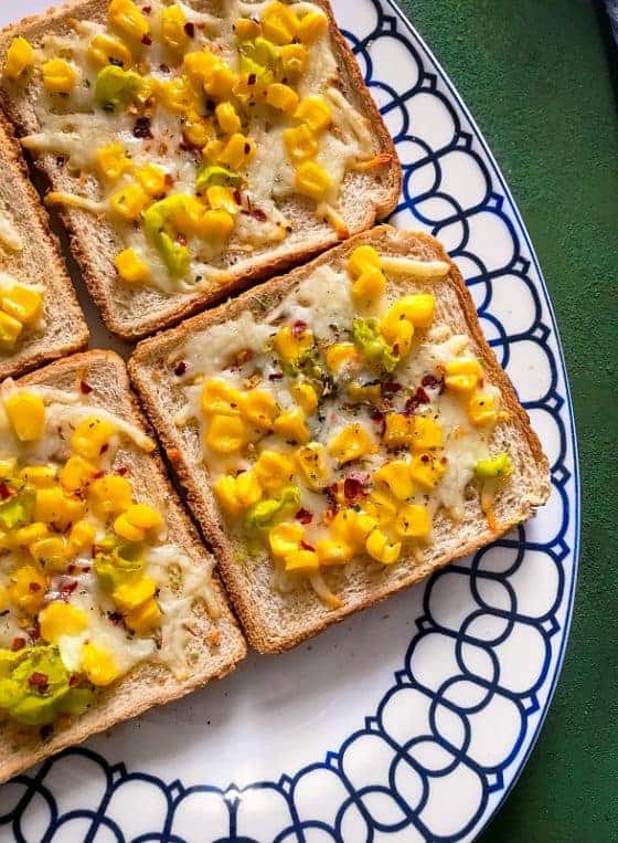 Spicy Cheese Corn Toast - Perfect Breakfast, Snack or Appetizer
