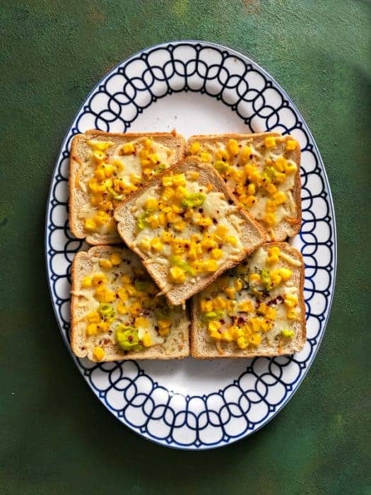 Spicy Cheese Corn Toast - Perfect Breakfast, Snack or Appetizer