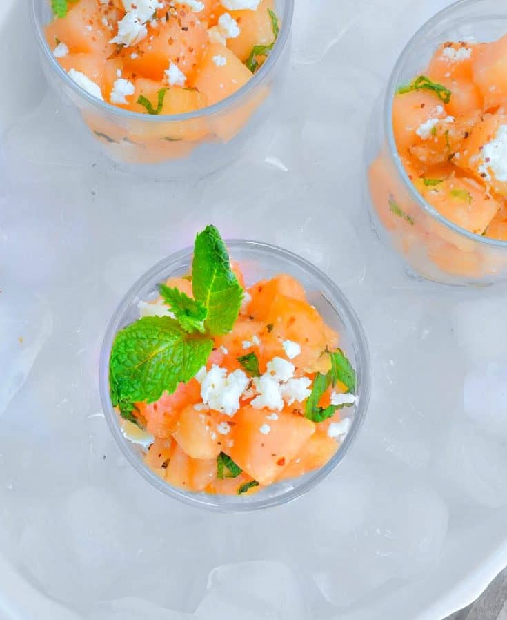 Melon Mint Cantaloupe Salad - Perfect for #BBQ & Party