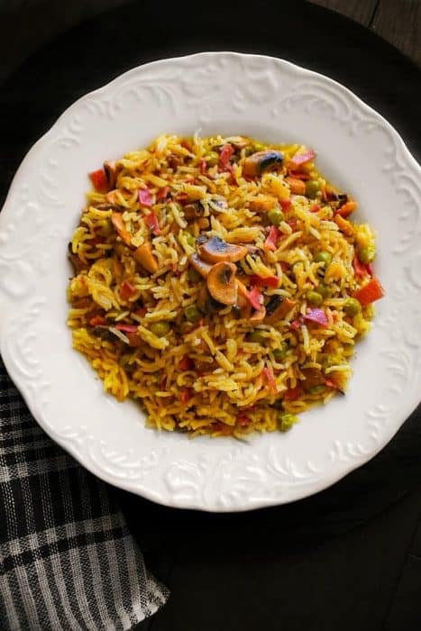 Bacon and Mushroom Curry Fried Rice - Super Quick & Glutenfree