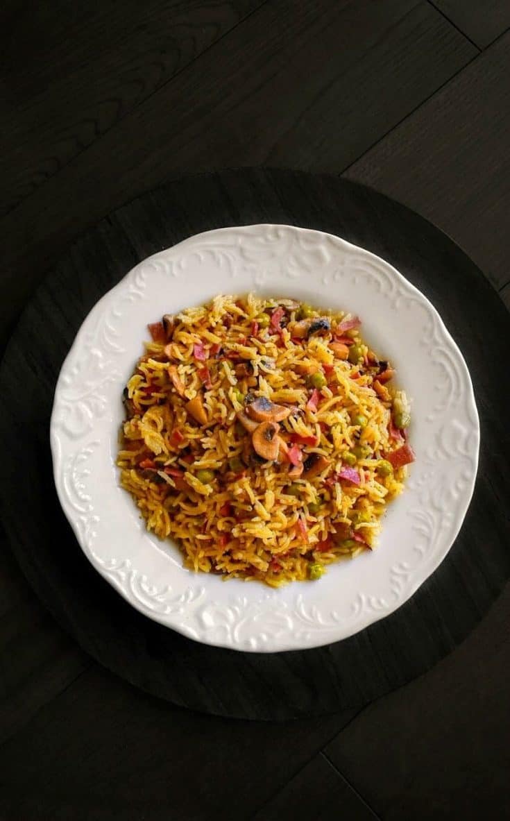 Bacon and Mushroom Curry Fried Rice - Super Quick & Glutenfree