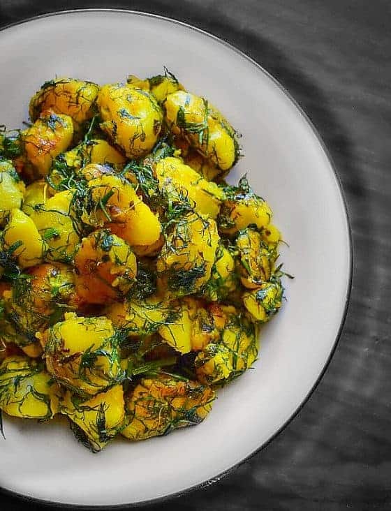 Soya Saag Aloo Recipe (Indian Potatoes Dill Recipe)