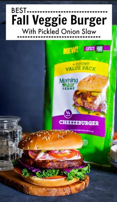 Best Fall Veggie Burger with Pickled Apple - Onion Coleslaw