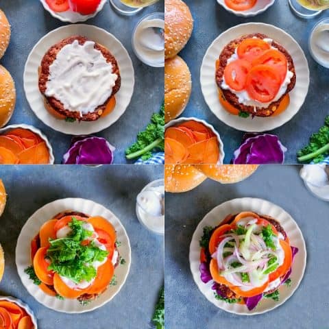 Best Fall Veggie Burger with Pickled Apple - Onion Coleslaw