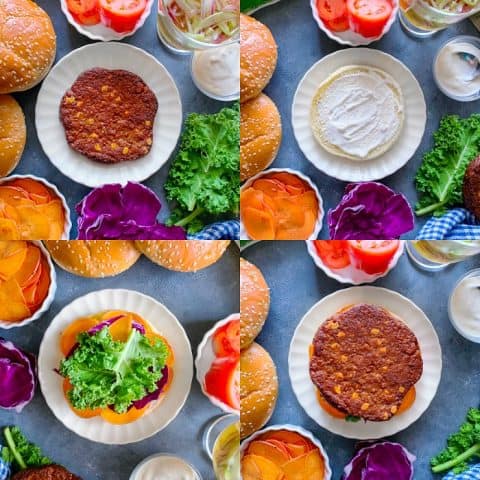 Best Fall Veggie Burger with Pickled Apple - Onion Coleslaw