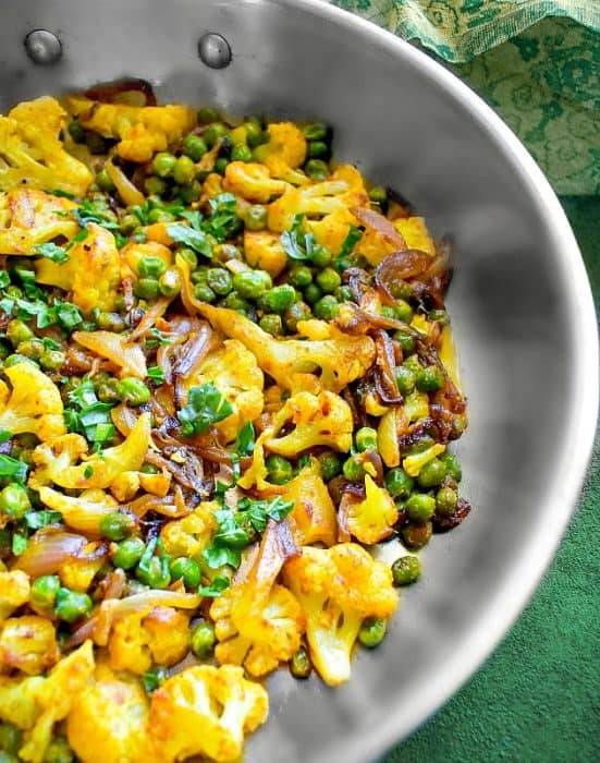 Gobi Matar Recipe - Indian Stir Fry Cauliflower Peas