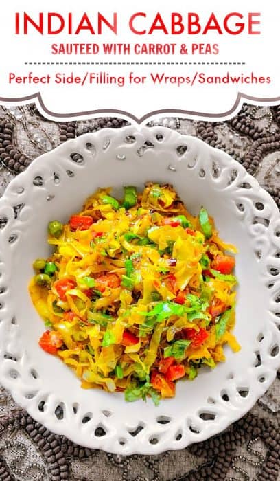 Sauteed Indian Cabbage with Carrot & Peas V+GF