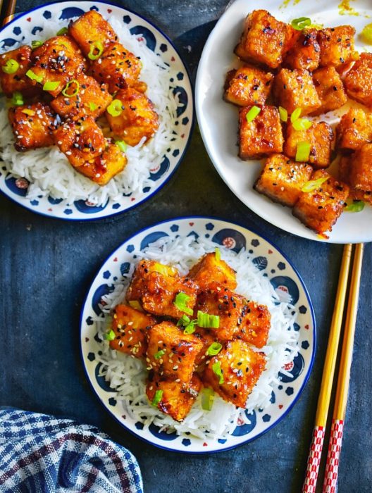 Firecracker Tofu ( Sweet Spicy Crispy Tofu Recipe )