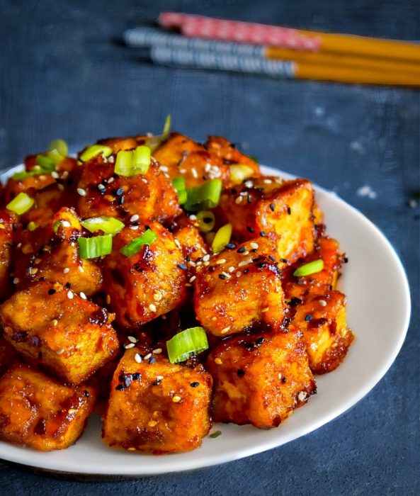 Firecracker Tofu ( Sweet Spicy Crispy Tofu Recipe )