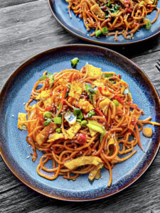 Indian Style Egg Chow Mein Recipe (using spaghetti noodles)