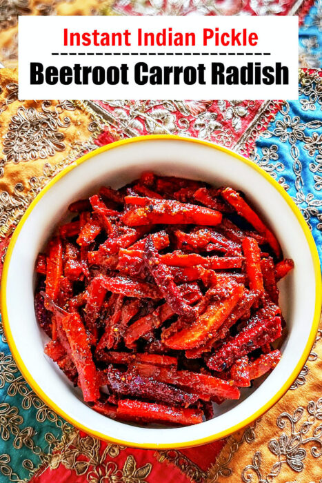 Beetroot Carrot Radish Instant Indian Pickle (Gajar Mooli Achaar)