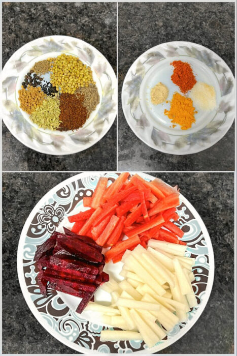 Beetroot Carrot Radish Instant Indian Pickle (Gajar Mooli Achaar)