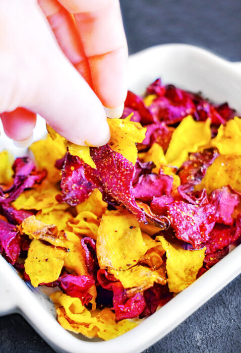 Air Fryer Beetroot Chips - Beet Chips (V + GF) Chukandar Chips