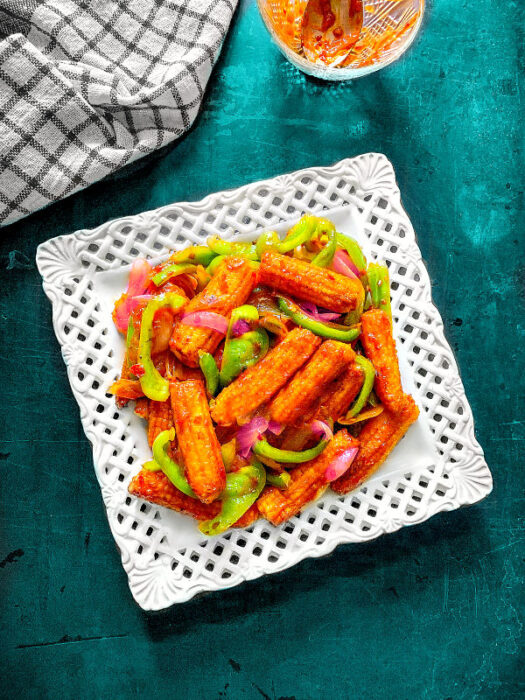 Peri-Peri Baby Corn Stir Fry - Piri-Piri Corn Recipe