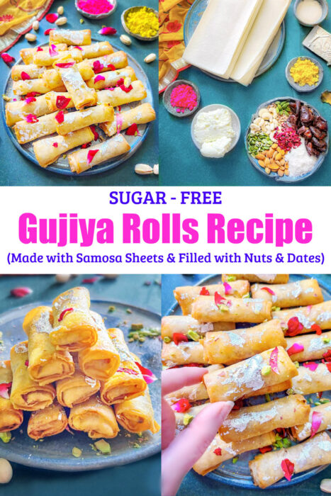 Sugar Free Gujiya Rolls Recipe (Step by Step + Video)