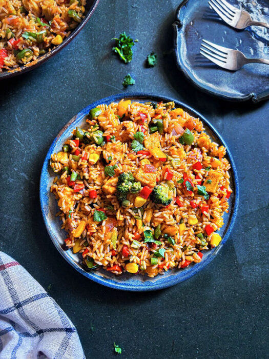 Peri Peri Veg Fried Rice with Paneer or Tofu